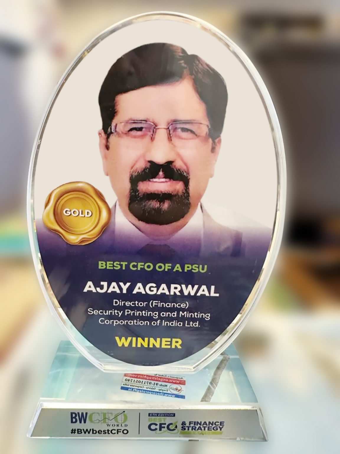 Shri Ajay Agarwal, Director (Finance) And CFO, SPMCIL Has Been Awarded Best CFO Of A PSU, Gold ...